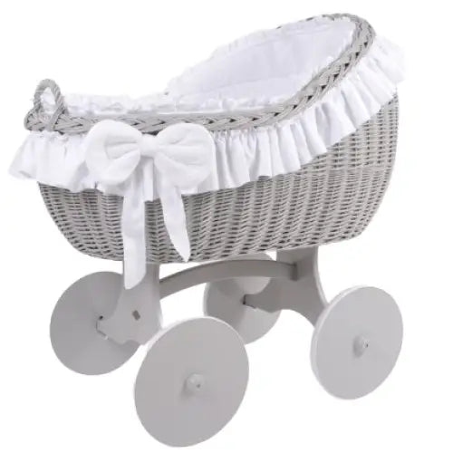 MJ Marks Bianca White and Grey Wicker Crib – Baby Boutique UK